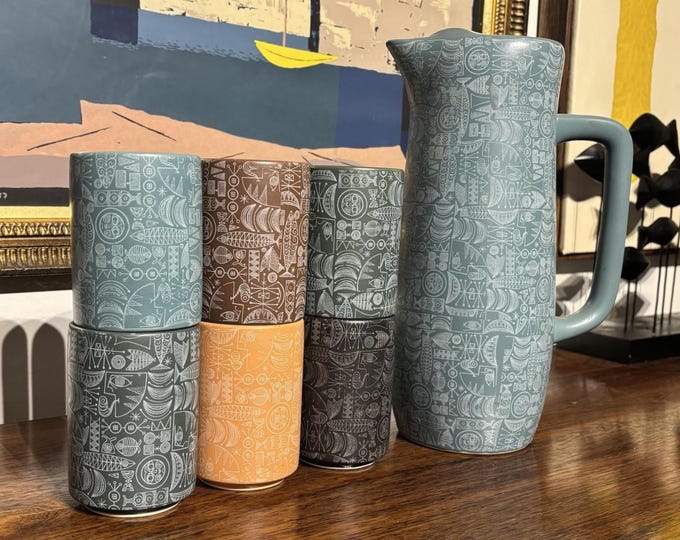 Fabulous 1960's Tiki Pitcher and Cup Set - Grizelle Japan - Tiki Repeat ...