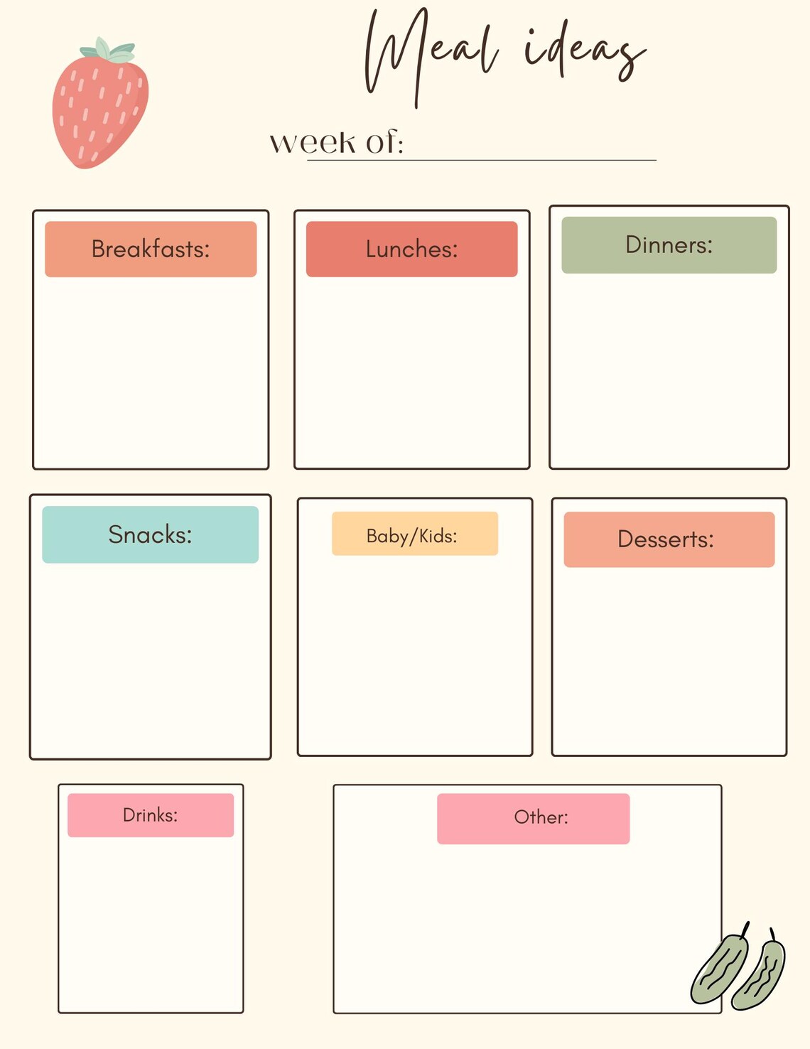Printable Meal Planning Bundle - Etsy