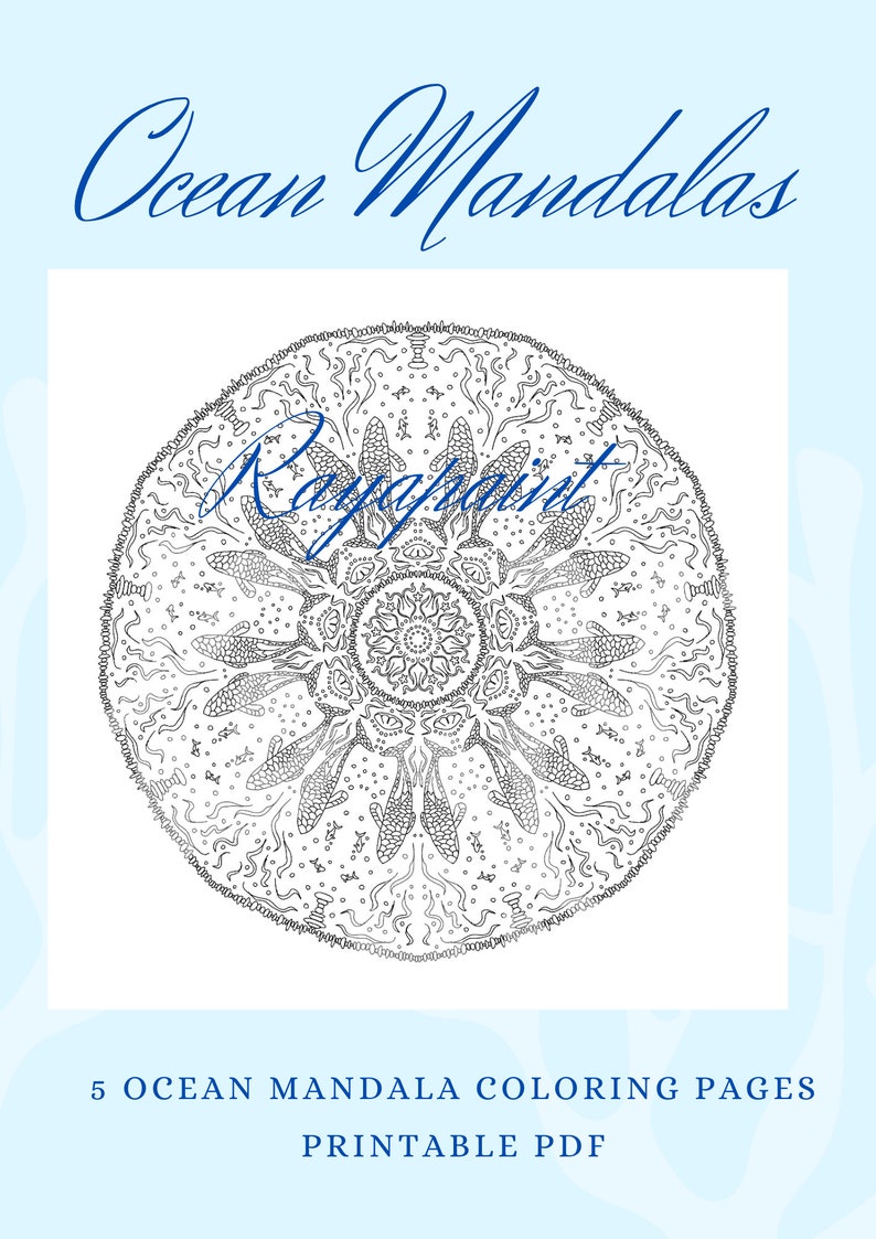 5 Ocean Mandalas Coloring Pages Vol.2 - Etsy