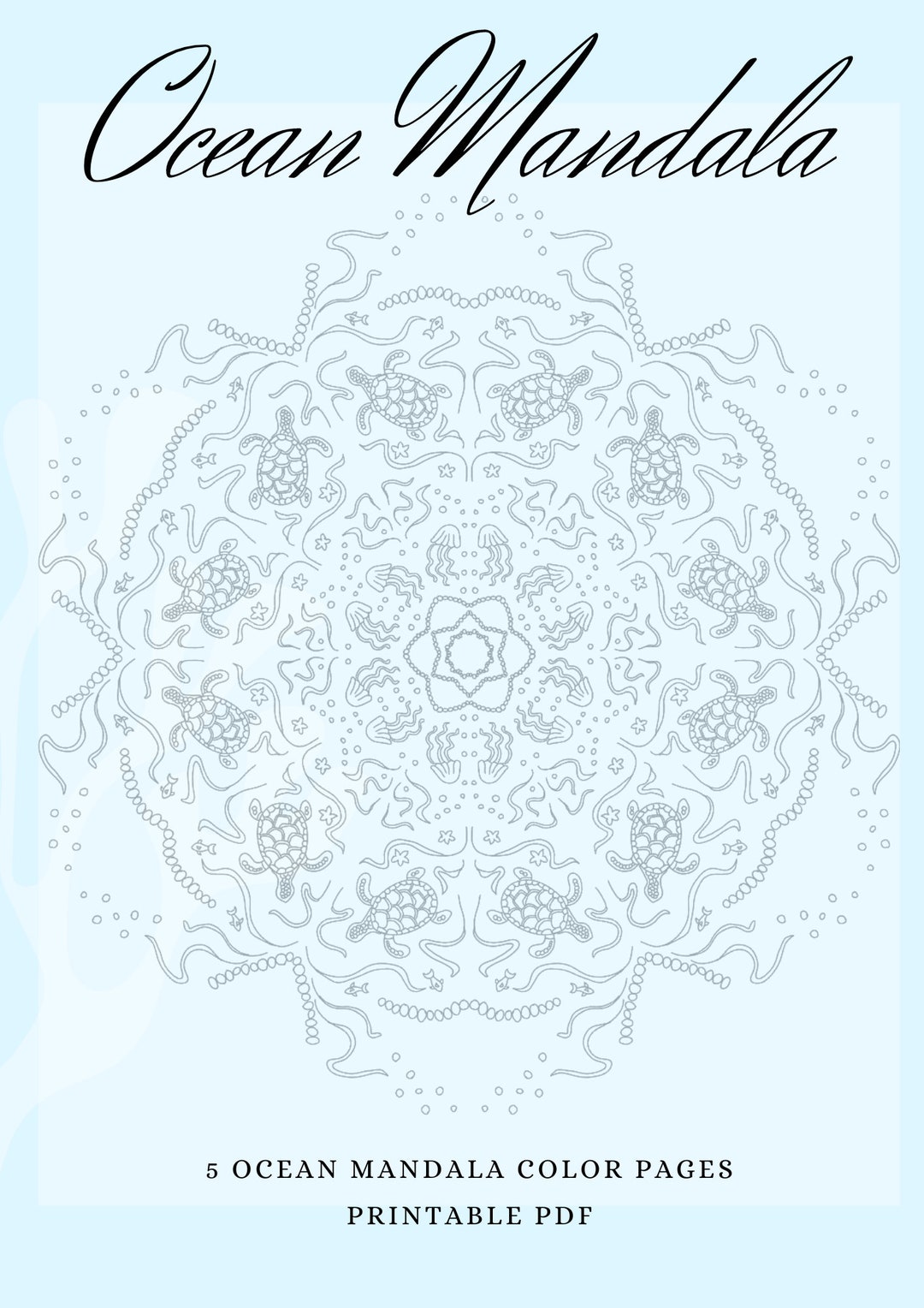 5 Ocean Mandalas Coloring Pages - Etsy