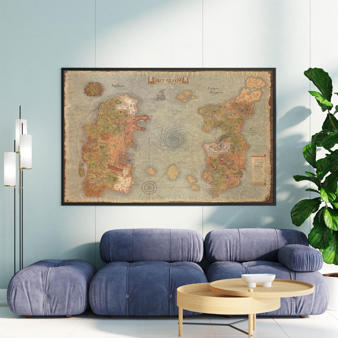 Explore Azeroth - World of Warcraft Map Canvas - Fantasy Gaming Wall ...