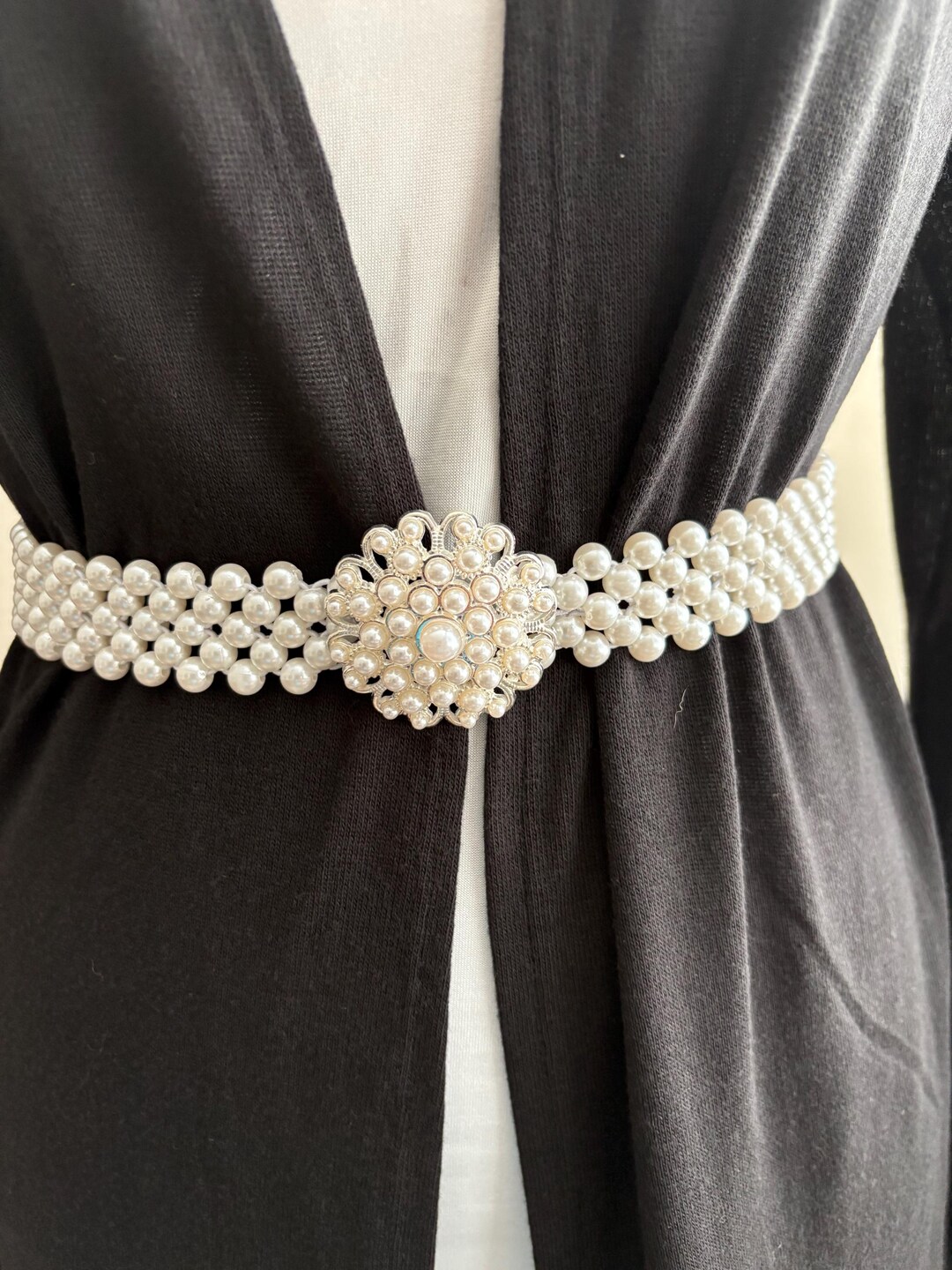 Vintage Pearl Stretch Belt With Rhinestone Buckle: Bridal, Wedding - Etsy