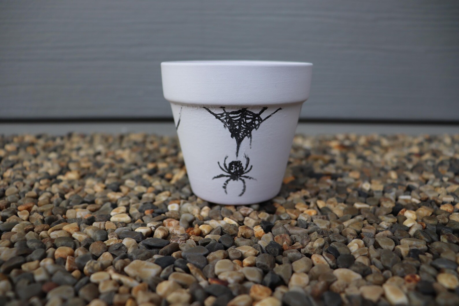 Spooky Halloween Spider Web Planter | White Flower Pot and Saucer ...