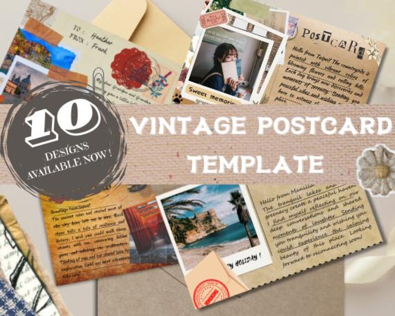 10 Editable Vintage Postcard Template for Canva | Effortless E ...