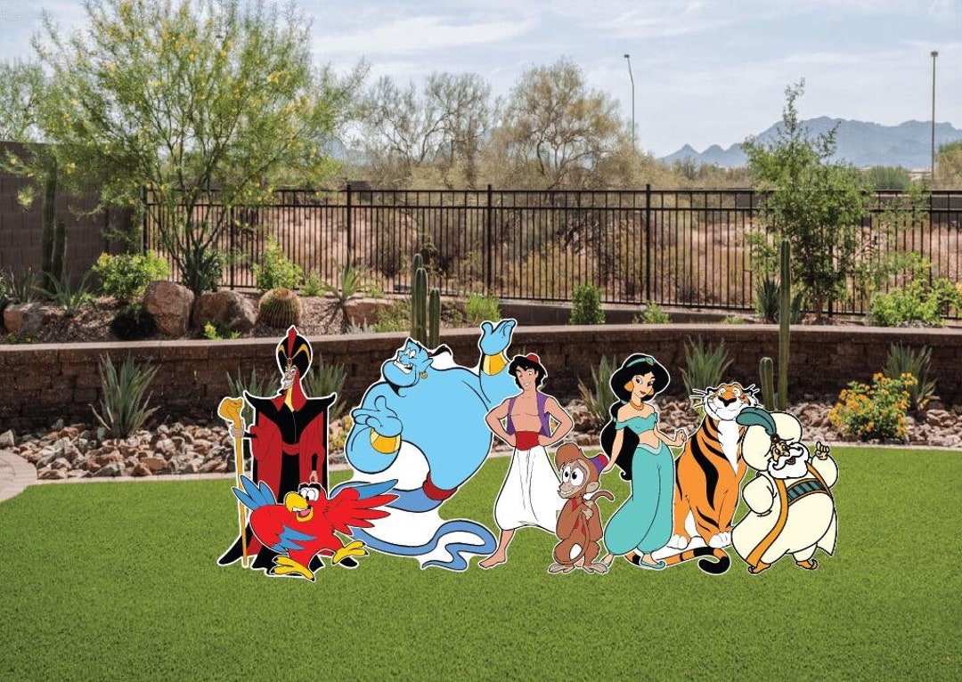 Aladdin Princess Jasmine Genie Disney Cartoon Sultan Jafar Lago Rajah ...