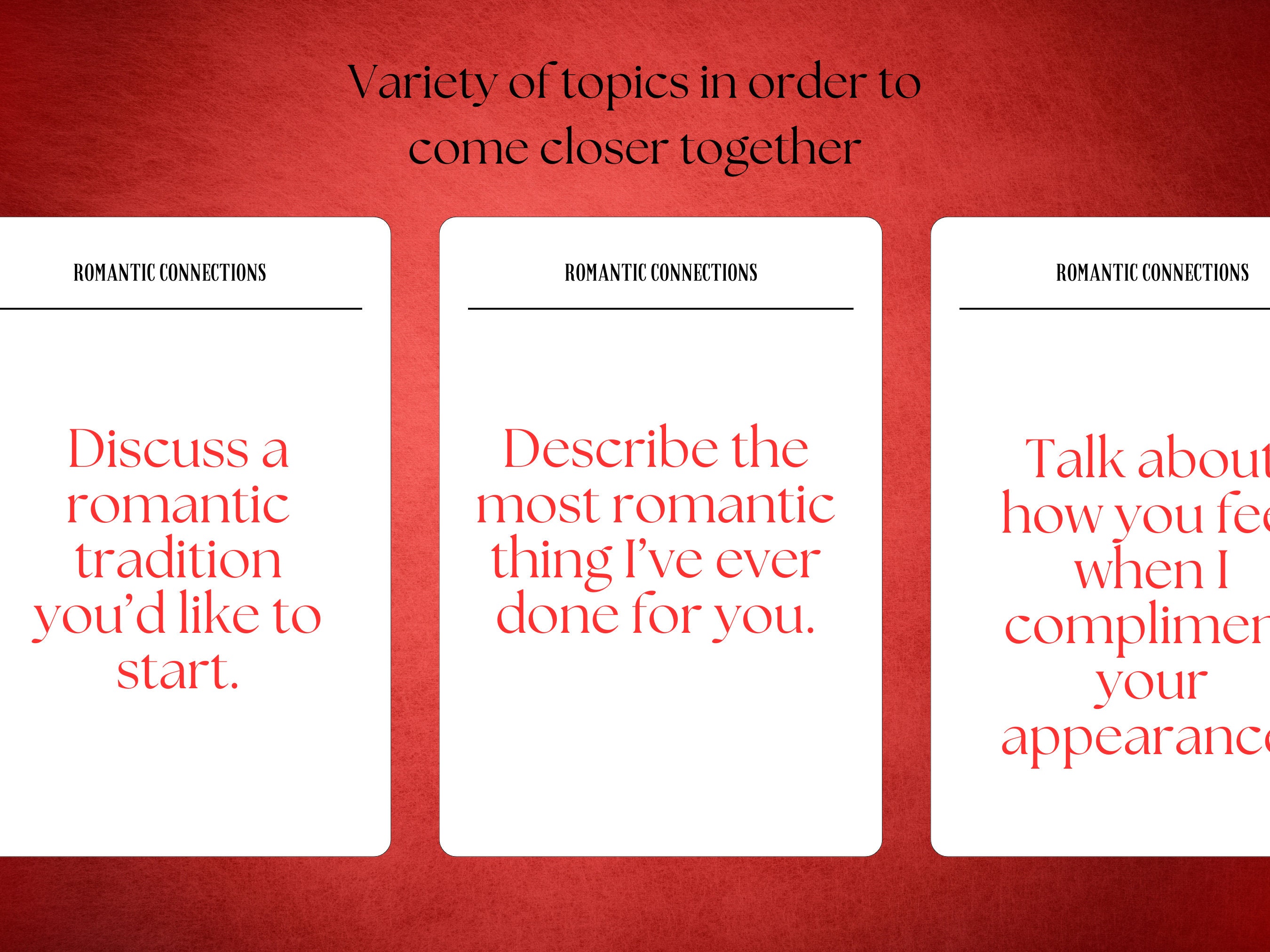 Romantic Connections Card Game for Couples Enhance Romance & Deepen ...