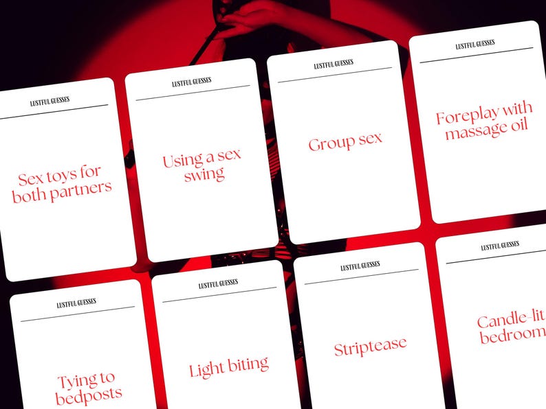 Lustful Guesses Adult Card Game: Couples' Intimacy, 125 Printable Cards ...