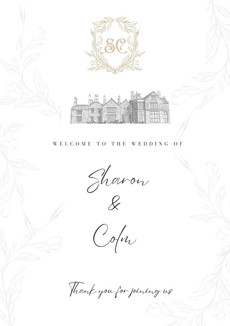 A1 Wedding/event Sign Template With Illustration - Etsy