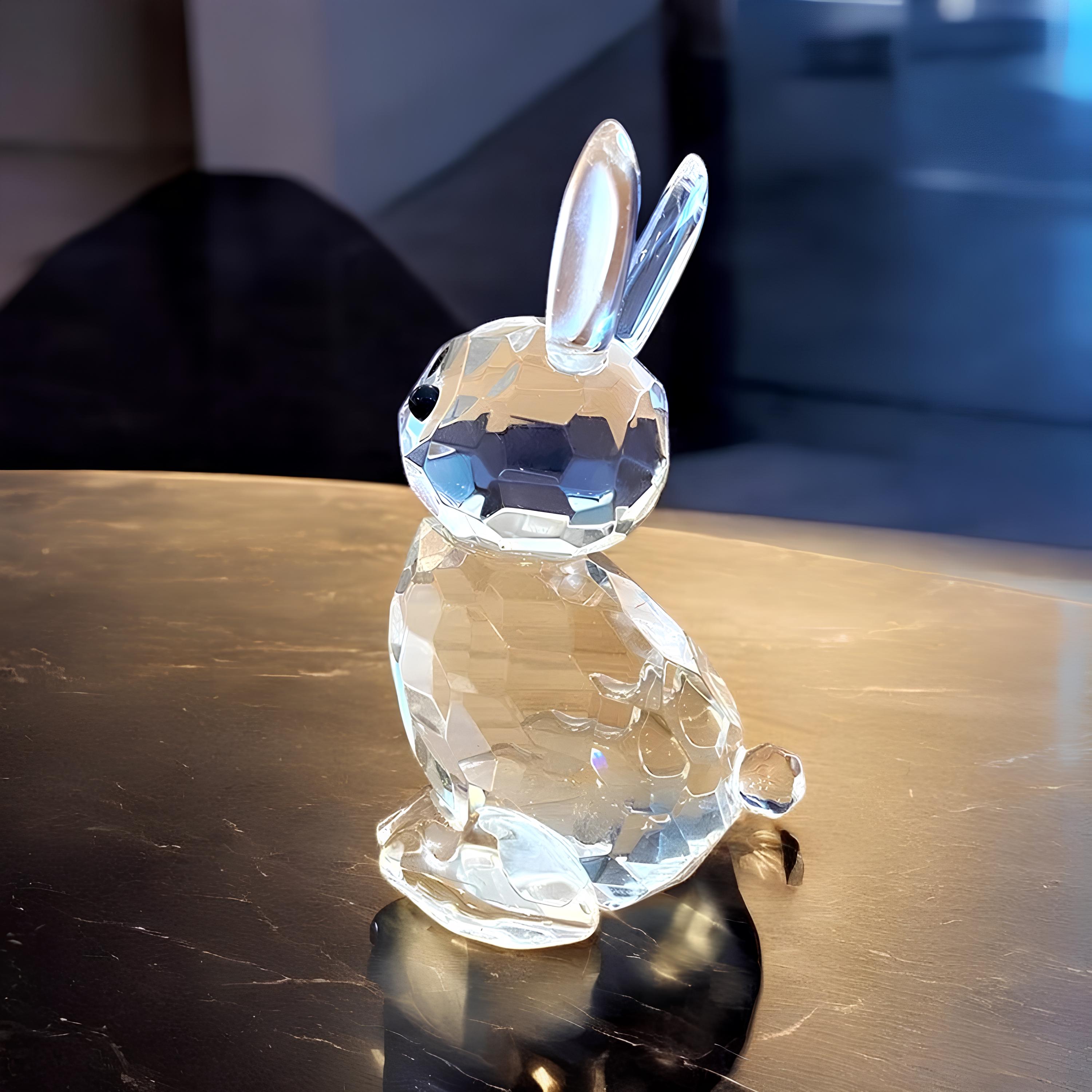 Crystal Bunny Figurine Handcrafted Crystal Animal Home & Garden ...