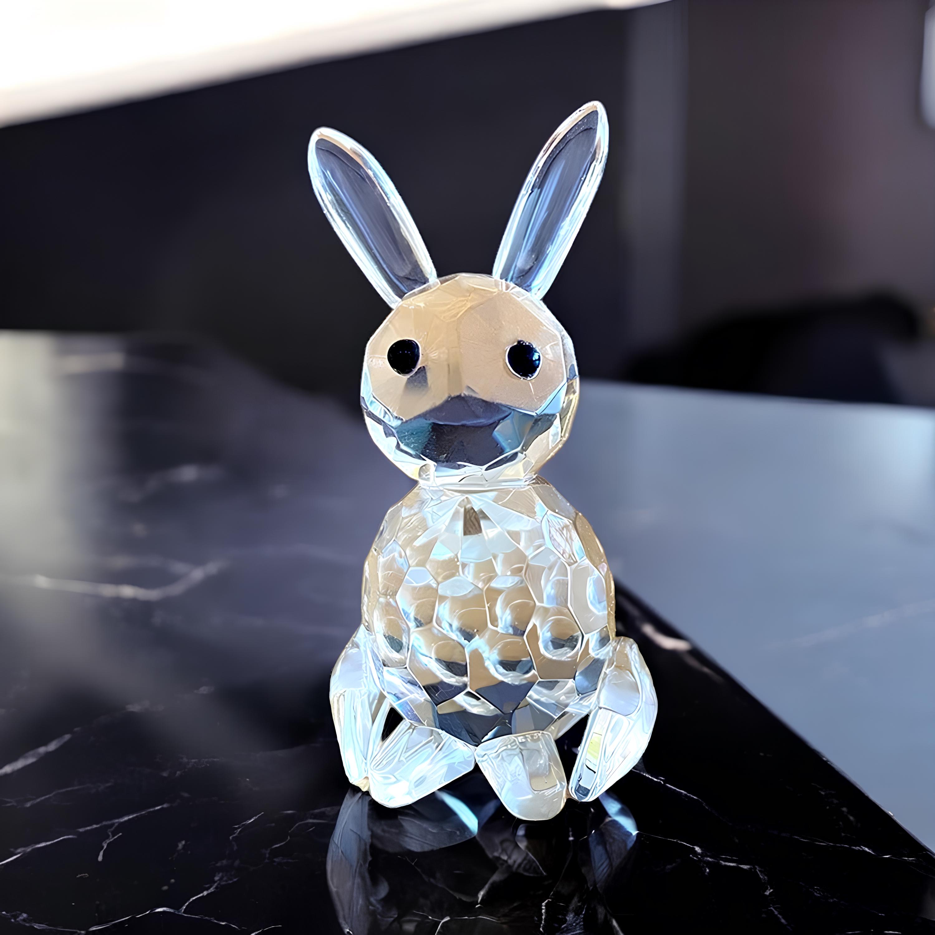 Crystal Bunny Figurine Handcrafted Crystal Animal Home & Garden ...