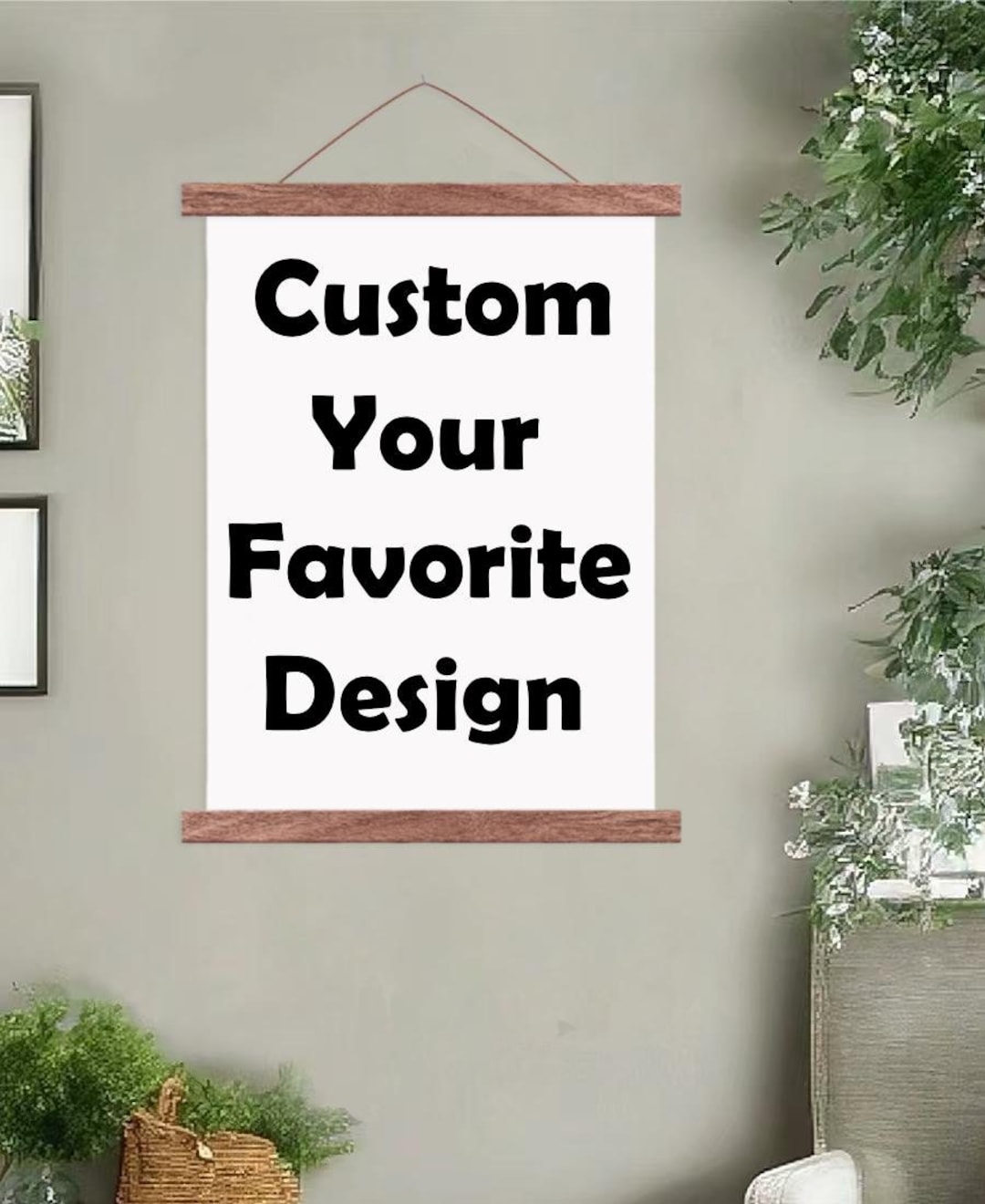 Customizable Hanging Print, Custom Print With Wood Poster Hanger ...