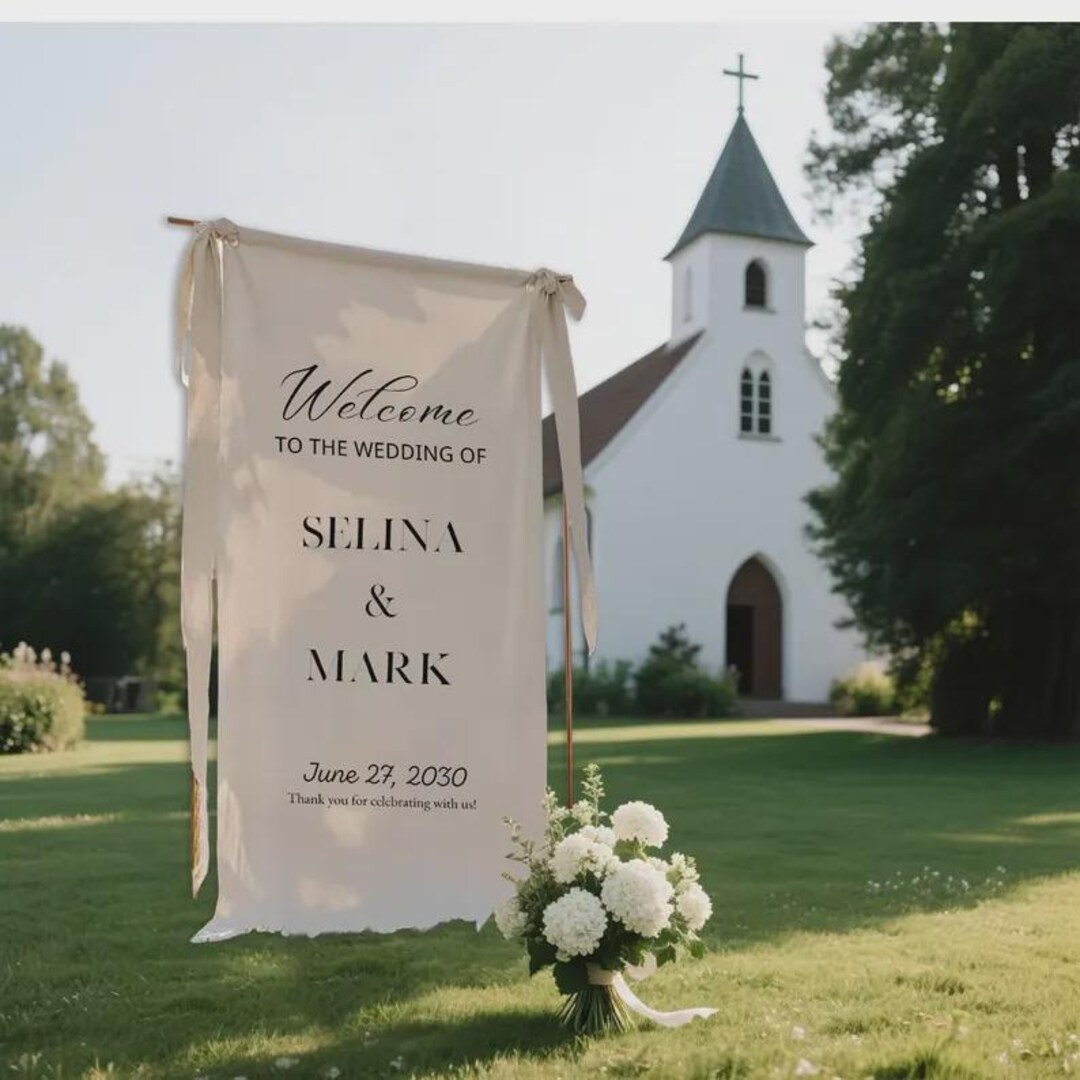 Customizable Hanging Print,custom Linen Wedding Sign,fabric Wedding ...