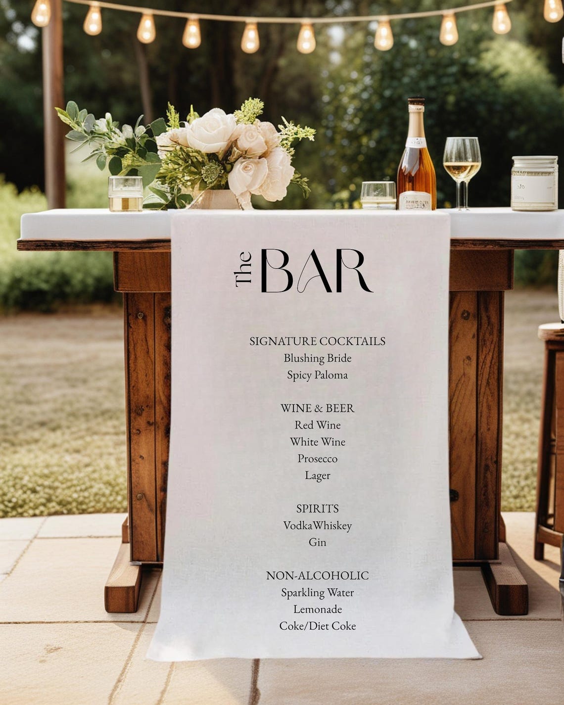 Fabric Bar Cloth Sign, Custom Linen Bar Sign, Wedding Bar Menu ...