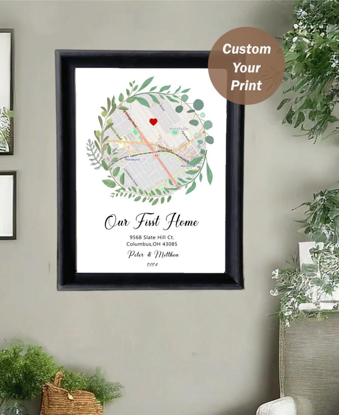 Custom Home Map, Housewarming Gift, Our First Home, First Home Gift Map ...