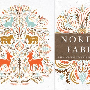 Nordic Fable Scandinavian Folk Art Clip Art Kit - Commercial Use - Etsy