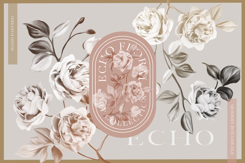 Echo Modern Botanical Floral Clip Art & Digital Graphics Collection ...