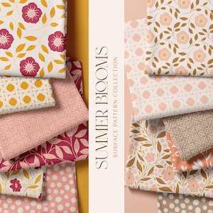 Summer Blooms Cottagecore Digital Surface Pattern Graphics Collection ...