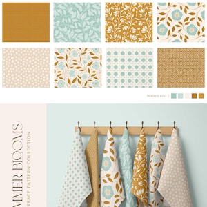 Summer Blooms Cottagecore Digital Surface Pattern Graphics Collection ...