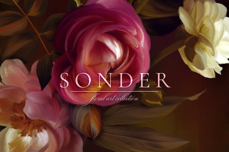 Sonder Oil Paint Floral Clip Art & Pattern Graphics Collection ...