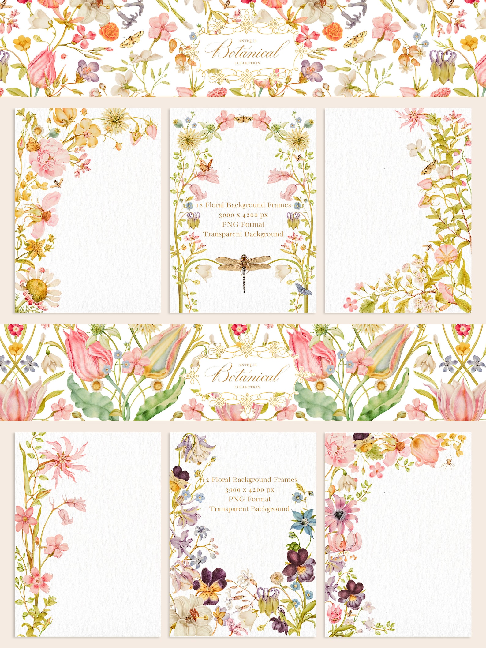 Antique Floral Botanical Graphics Collection - Commercial License - Etsy