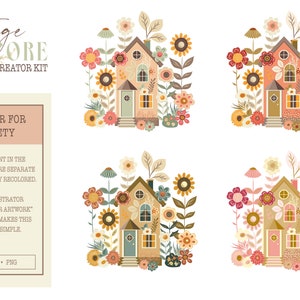 Cottage Core Floral Vector Illustration Clip Art Kit - Commercial Use ...