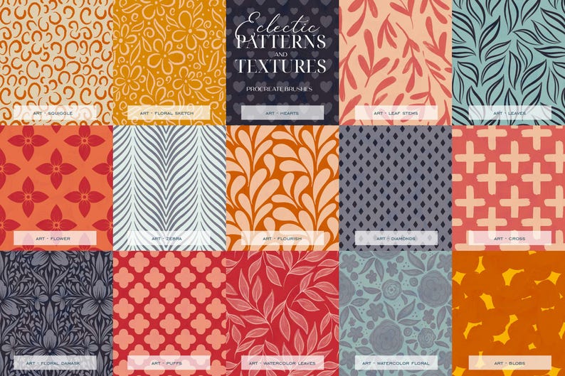 Eclectic Patterns & Textures Procreate Brush Collection - Etsy