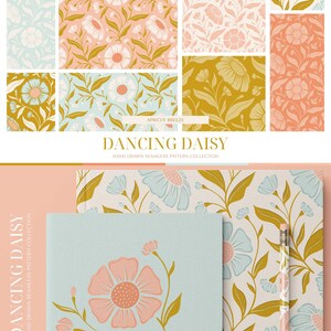 Dancing Daisy Hand Drawn Digital Pattern Graphics Collection Commercial ...