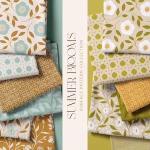 Summer Blooms Cottagecore Digital Surface Pattern Graphics Collection ...