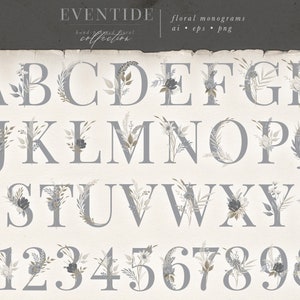 Eventide Floral Monograms, Logos, Patterns, & Clip Art - Etsy