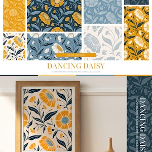 Dancing Daisy Hand Drawn Digital Pattern Graphics Collection ...