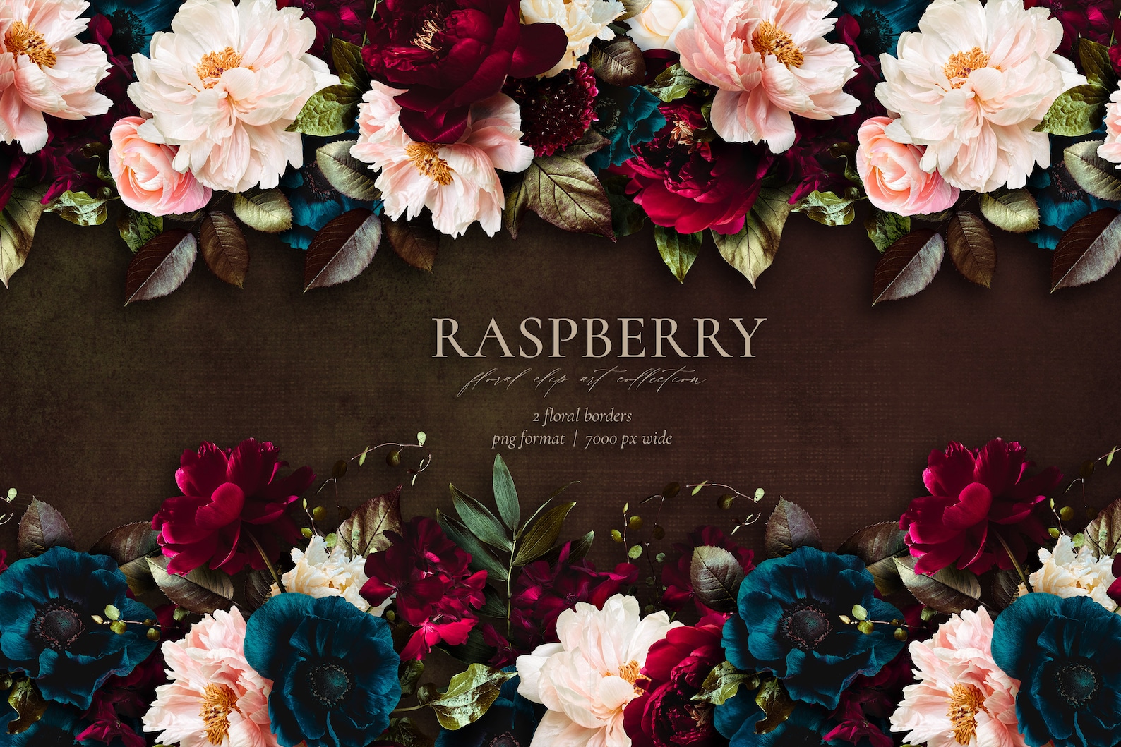 Raspberry Floral Clip Art & Pattern Graphics Collection - Commercial ...