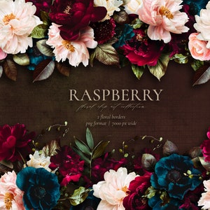 Raspberry Floral Clip Art & Pattern Graphics Collection - Commercial ...
