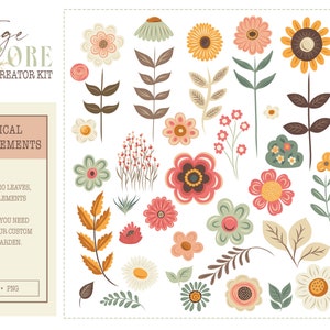 Cottage Core Floral Vector Illustration Clip Art Kit - Commercial Use ...