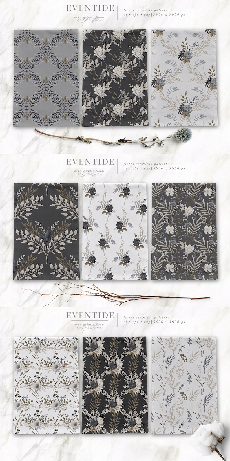 Eventide Floral Monograms Logos Patterns & Clip Art - Etsy