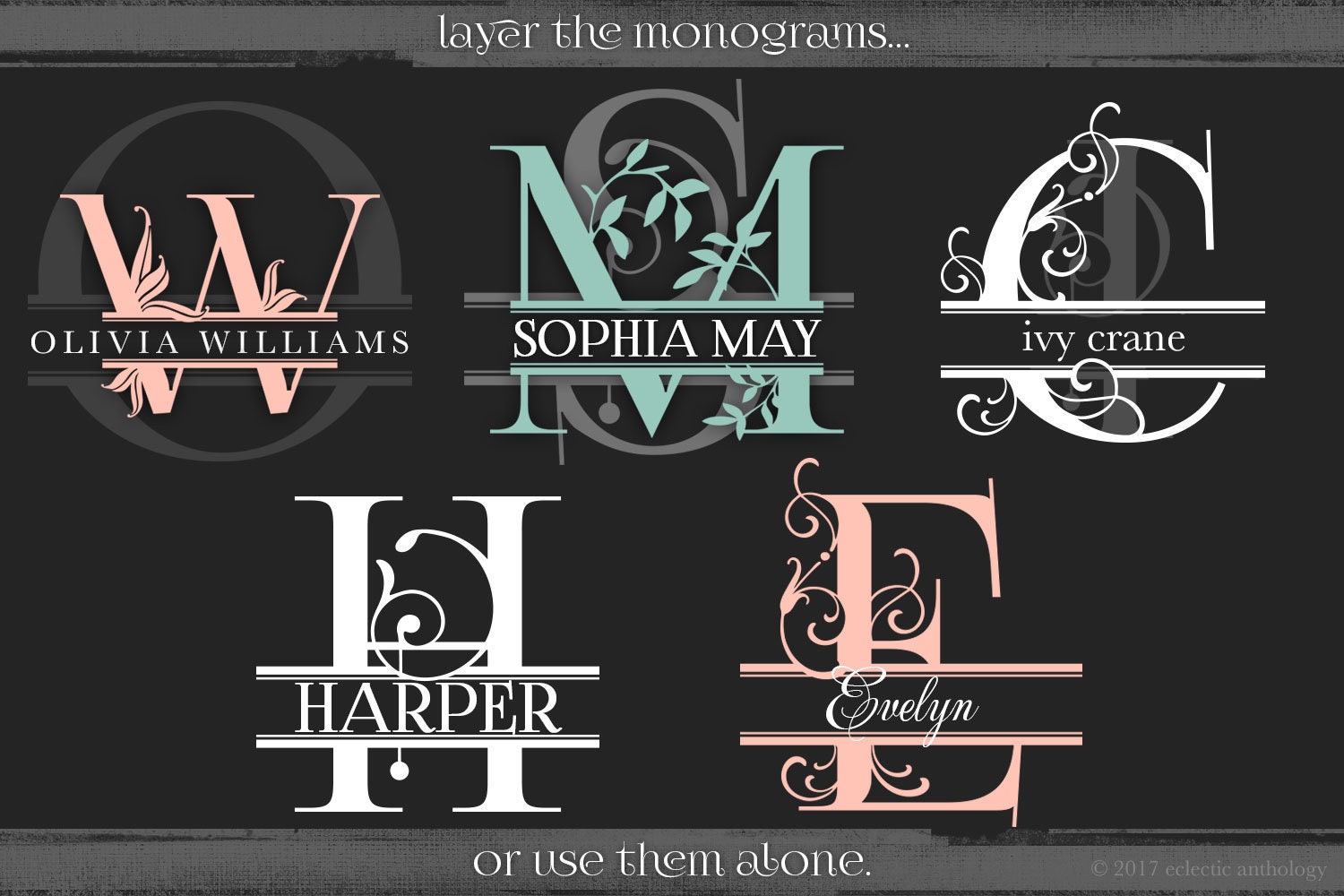 Split Monograms Vector Toolkit Graphics Clip Art - Commercial Use - Etsy