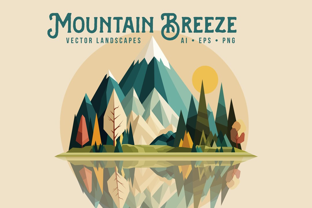 Mountain Breeze Vector Landscape Illustrations - Commercial Use - Etsy