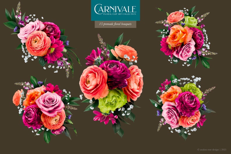 Carnivale Floral Clip Art & Pattern Graphics Collection - Commercial ...
