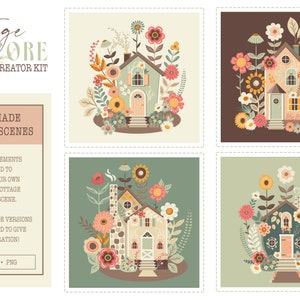 Cottage Core Floral Vector Illustration Clip Art Kit - Commercial Use ...