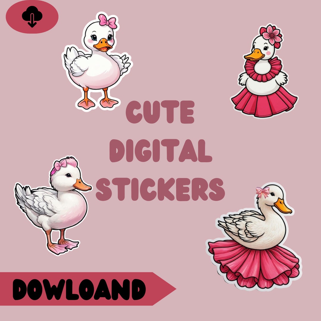 4 Tiny Duck Stickers, Ducky Duck, Duck Stickers, Cute Duck Stickers, I ...