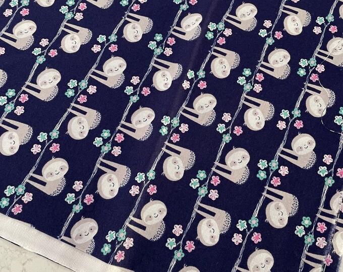 Sloths on Navy Blue Fabric - Cotton Fabric Print - Etsy