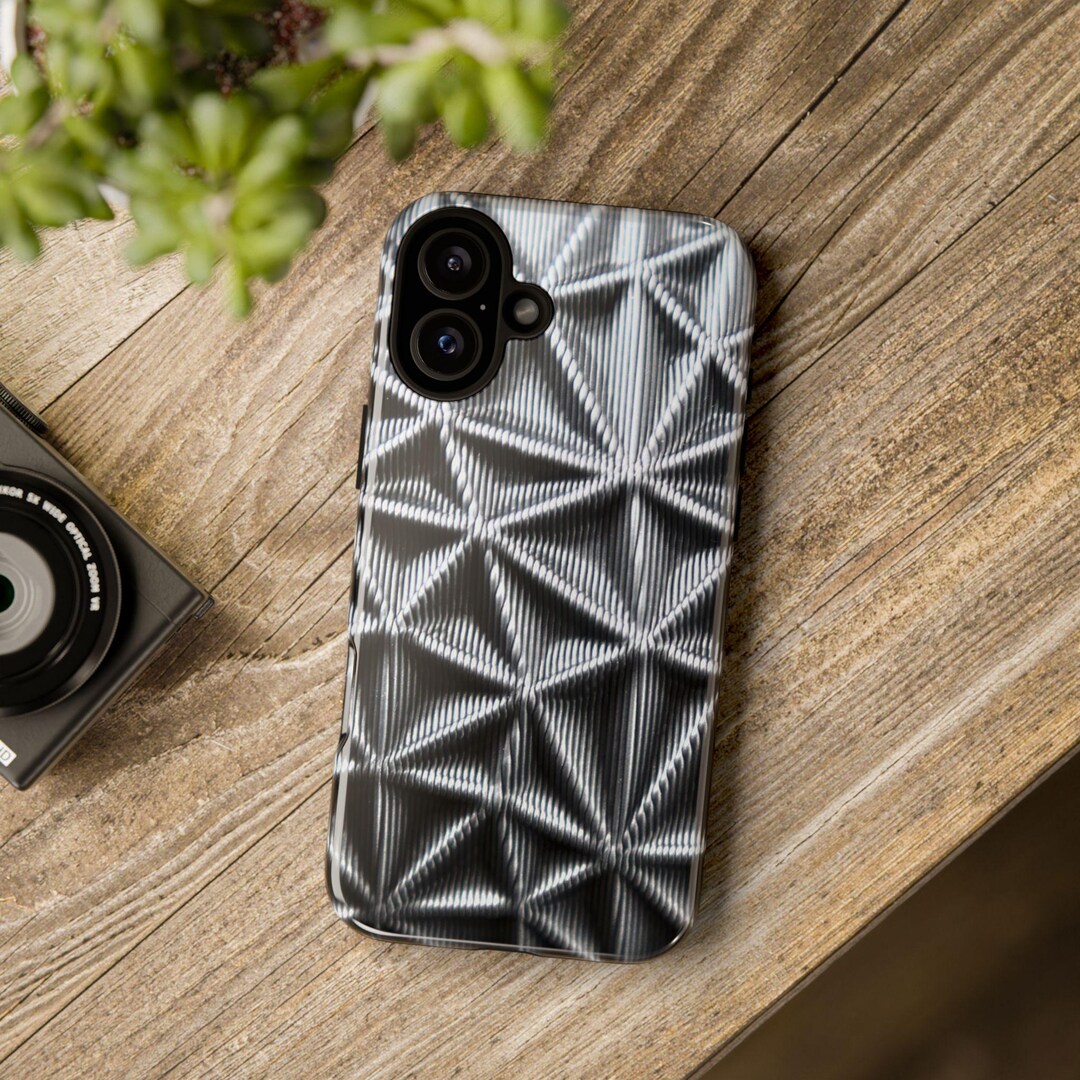 3D Steel Look Optical Illusion Phone Case iPhone Cover 8 11 12 14 15 16 ...