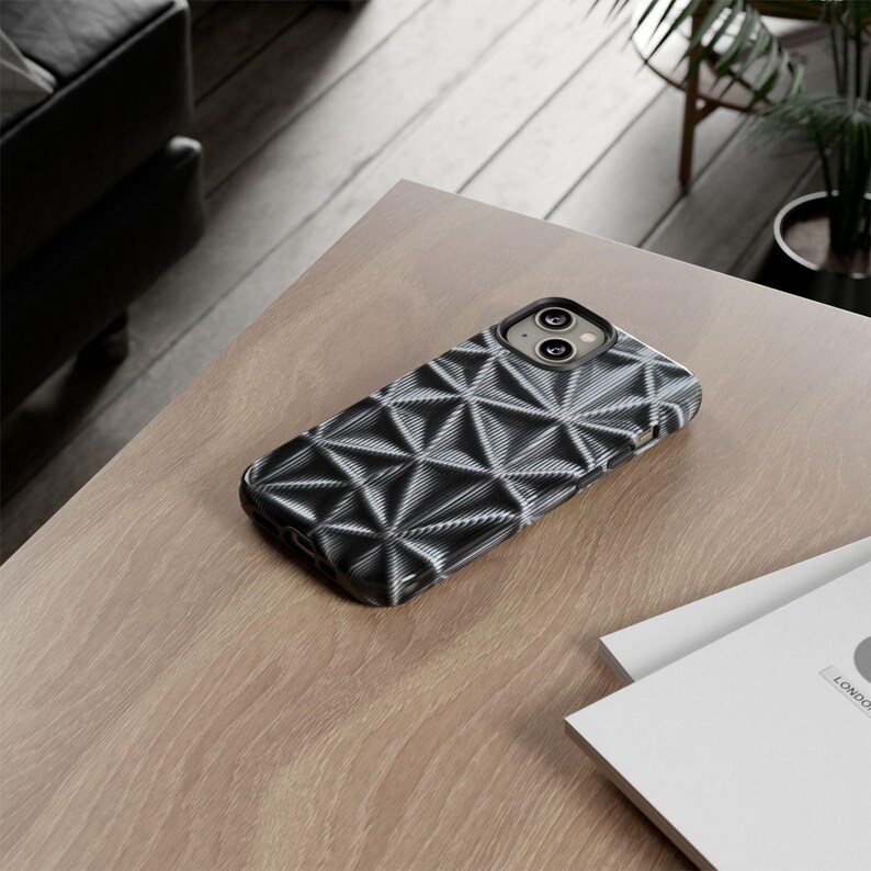 3D Steel Look Optical Illusion Phone Case iPhone Cover 8 11 12 14 15 16 ...