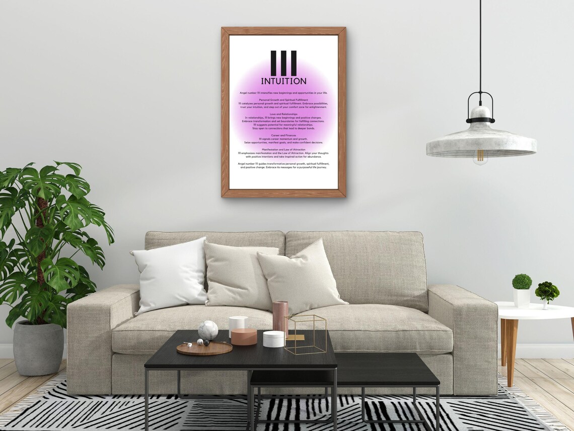 Angel Number 111 Poster, Spiritual Awakening Art, Numerology Wall Decor ...