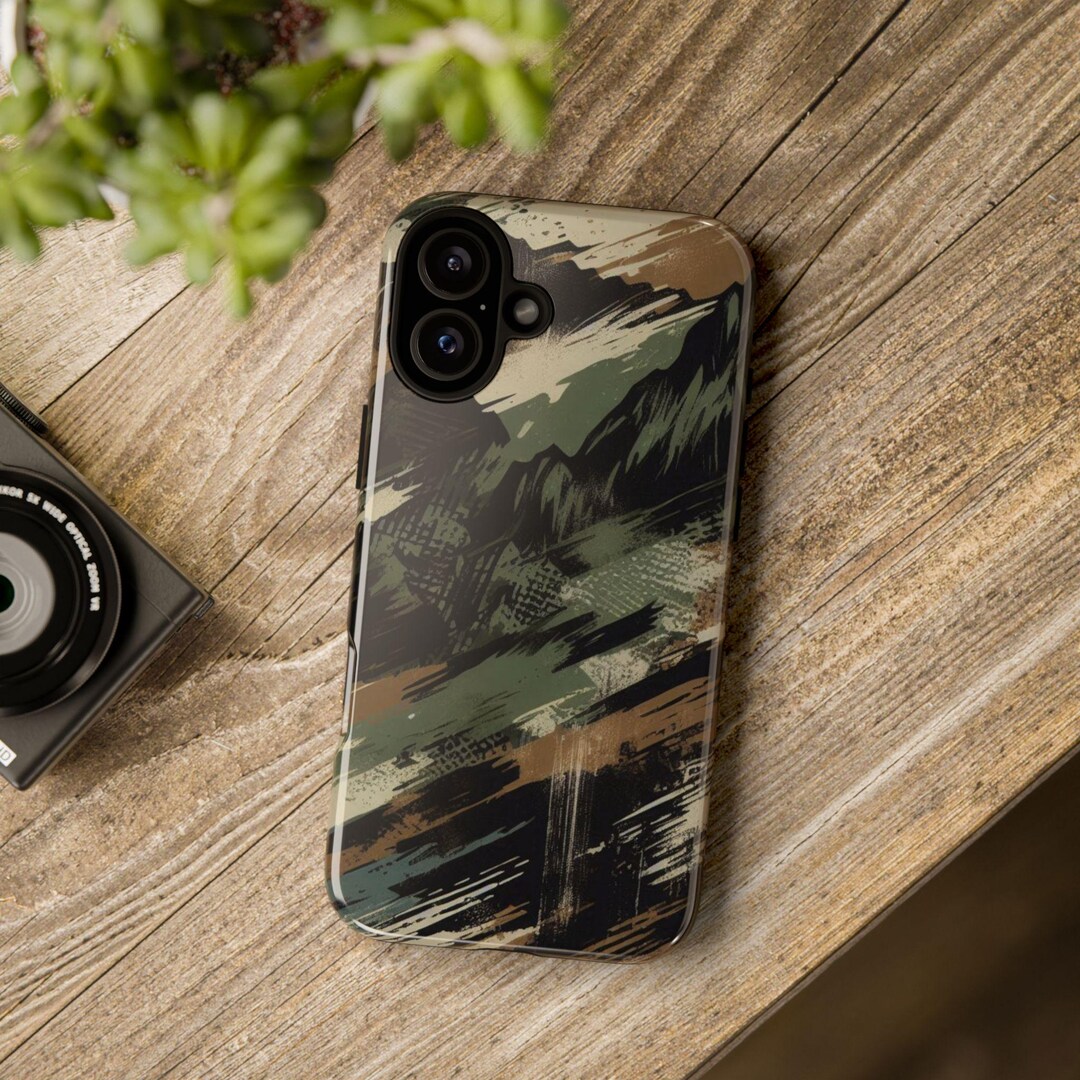 Camo With Mountain Silhouette Phone Case Bold Design for Adventurous ...