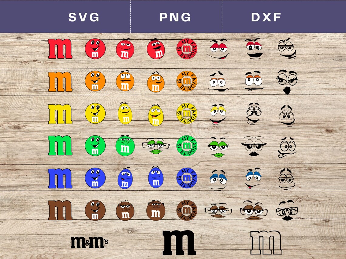 M and M Faces SVG: Layered T-shirt Designs (digital Files) - Etsy
