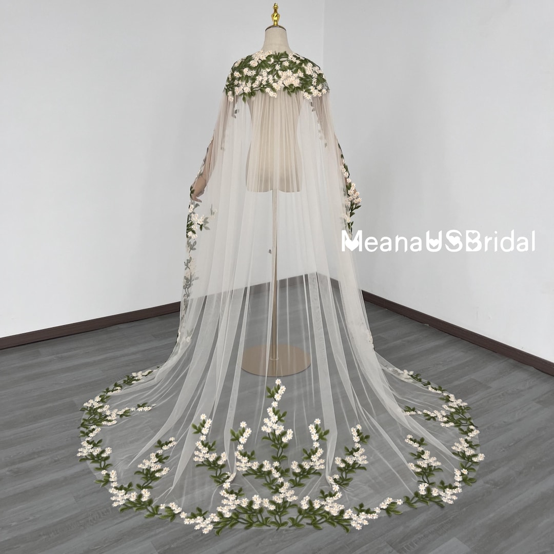 Shoulder Cloak With Daisy Flower and Green Leaves, Sleeve Shoulder Cape ...