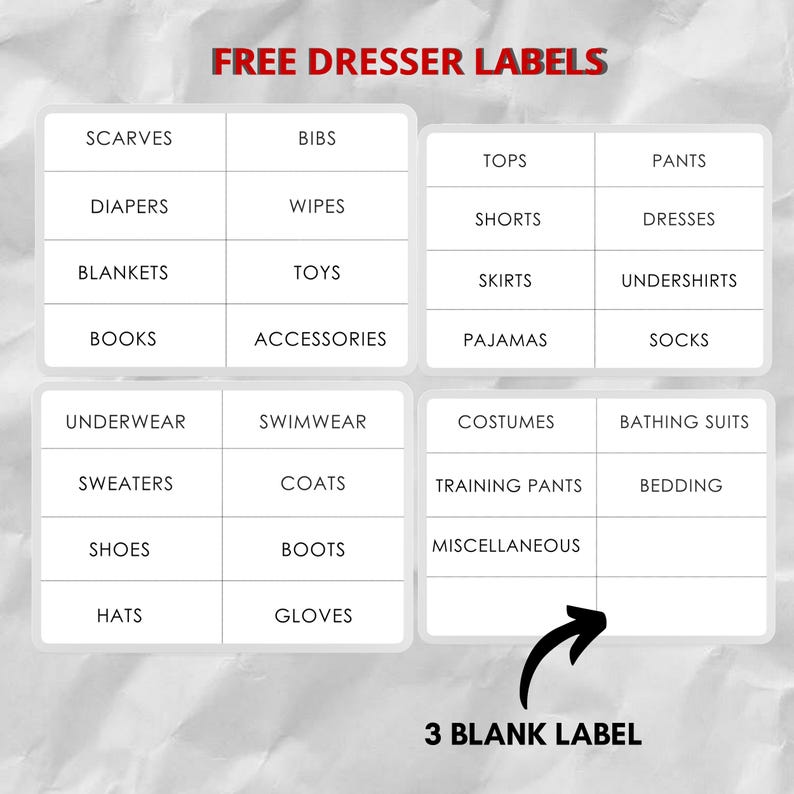 Dresser Labels Printable With Colored Pictures Organize Kids' Bedroom ...