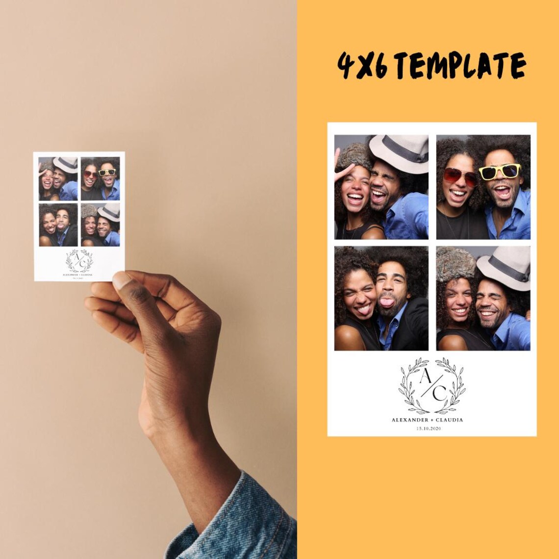 Modern Minimalist Photo Booth Strip Template for Weddings Available in ...