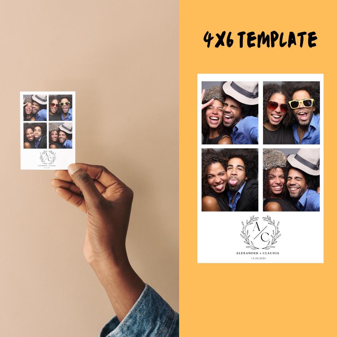 Modern Minimalist Photo Booth Strip Template for Weddings Available in ...