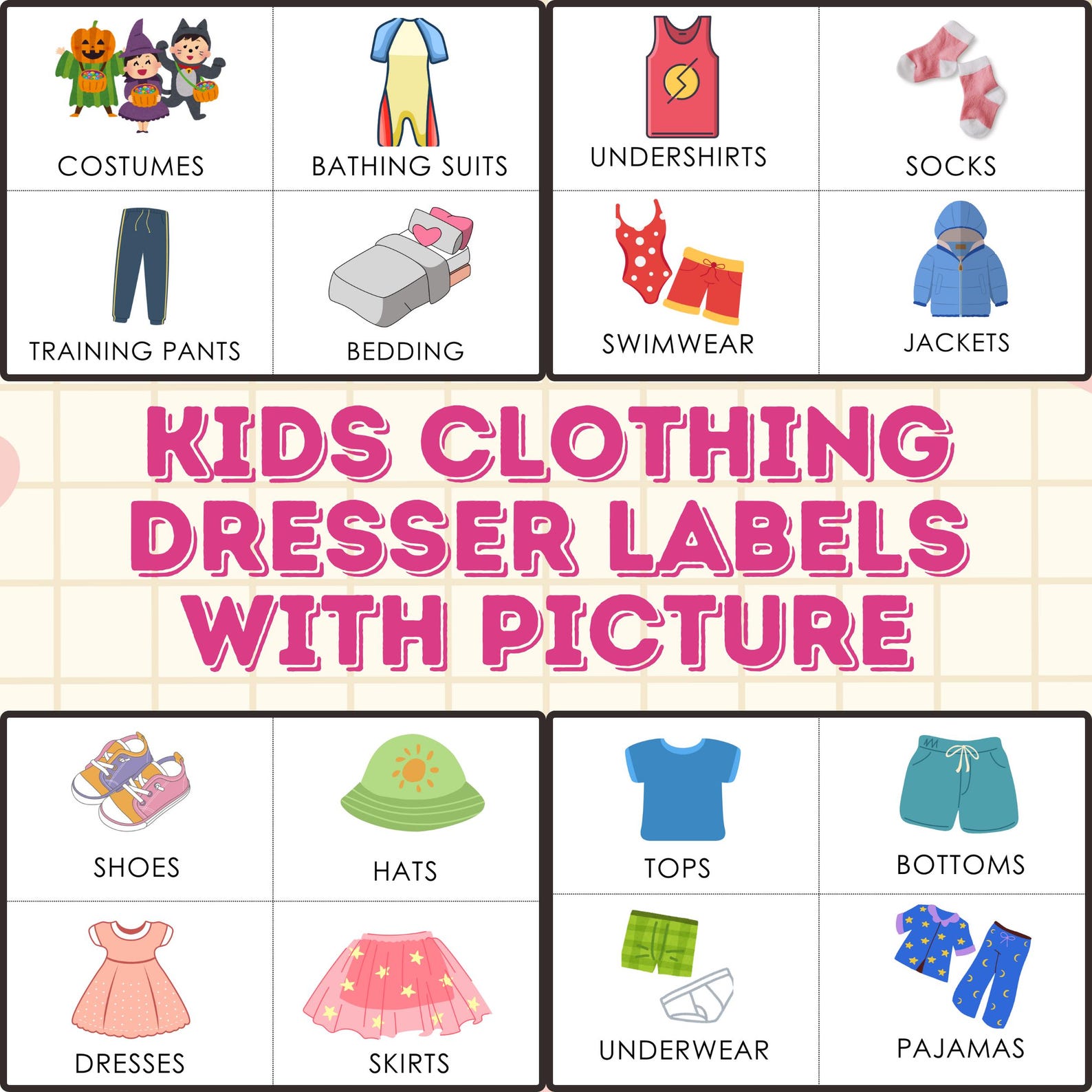 Dresser Labels Printable With Colored Pictures Organize Kids' Bedroom ...
